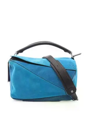 Loewe 2000s Puzzle Suede Handbag - Blue