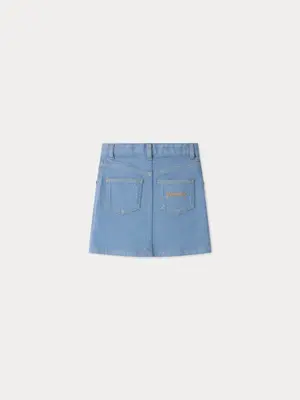 Bonpoint Dexie Embroidered Organic Cotton Denim Skirt