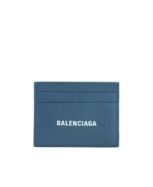 Balenciaga Logo Printed Cash Card Holder - Blue