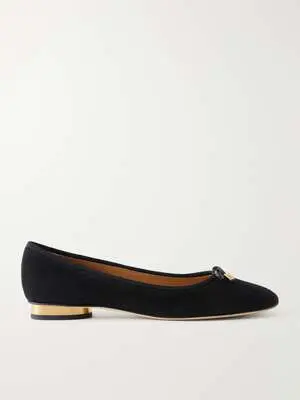 TOD'S Suede Ballerina Flats - Black