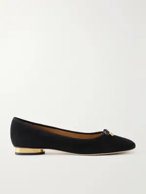 TOD'S Suede Ballerina Flats - Black