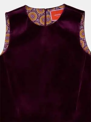 La DoubleJ La Scala" Velvet Top With Feather Trim - Brown