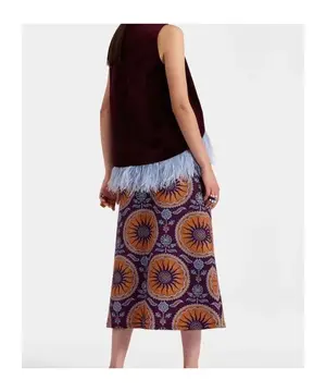 La DoubleJ La Scala" Velvet Top With Feather Trim - Brown