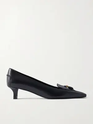 TOD'S Leather Pumps With Logo Detail - Black