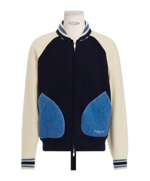 Dior Panelled Zip-up Cardigan - Blue