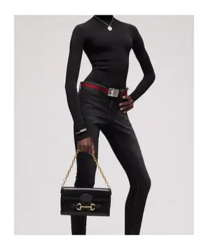 Gucci Seamless Stretch Nylon Jersey High Collar Long Sleeve Top