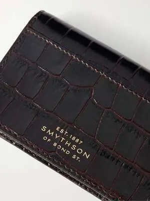 Smythson Mara Croc-effect Leather Wallet
