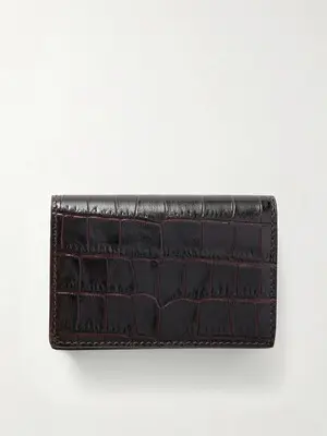 Smythson Mara Croc-effect Leather Wallet - Brown