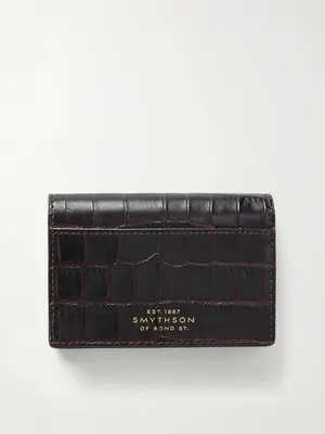 Smythson Mara Croc-effect Leather Wallet