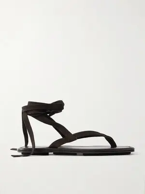 ST. AGNI Suede Sandals With Tie Ankle Fastening - Brown