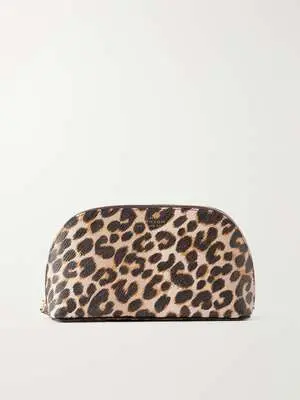 Smythson Panama Leopard-print Leather Cosmetics Case - Leopard Print