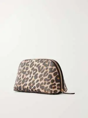 Smythson Panama Leopard-print Leather Cosmetics Case