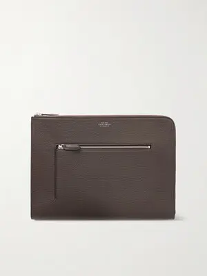 Smythson Ludlow Textured-leather Laptop Case - Brown