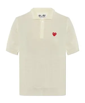 Play Comme Des Garcon Logo-patch Knitted Polo Shirt