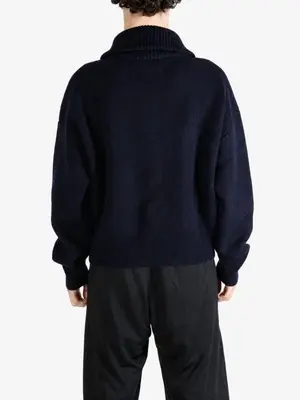 Extreme Cashmere Clement High Neck Cardigan With Button Detail - Blue