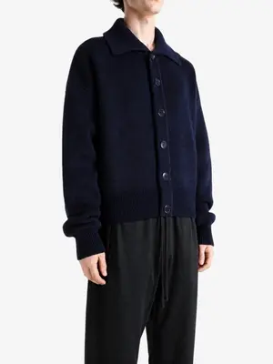 Extreme Cashmere Clement High Neck Cardigan With Button Detail - Blue