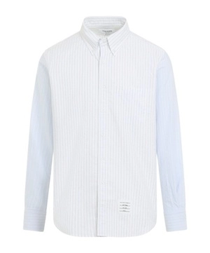 Thom Browne Stripe Panel Button-down Shirt - Medium Gray
