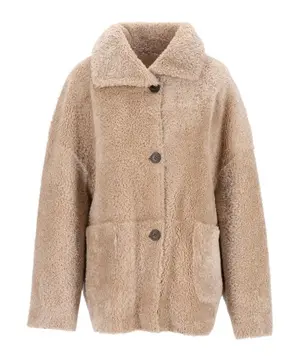 ARMA Single-breasted Fur Coat - Light Brown