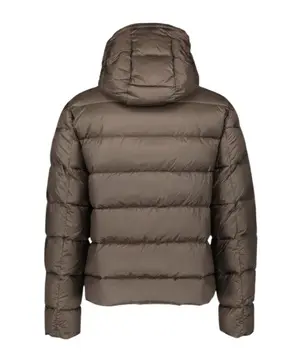 FAY Double-zip Hooded Down Jacket With Striped Design - Dark Brown