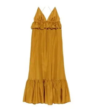 Zimmermann Rhiannon Ruffle Maxi Dress - Gold