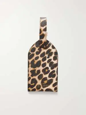 Smythson Panama Leopard-print Leather Luggage Tag - Leopard Print