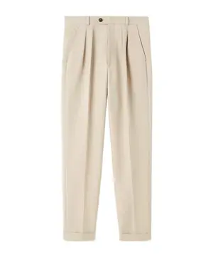 Loro Piana Pleated Cuffed Trousers - Ceramic Beige