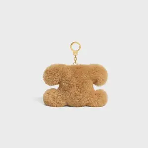 Celine Triomphe Pom-pom Charm In Embroidered Shearling And Calfskin