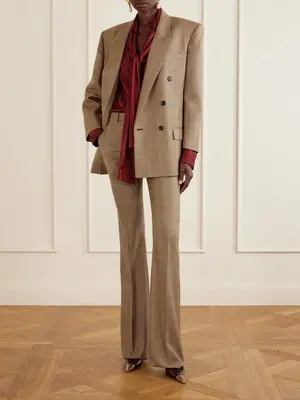 Saint Laurent Prince Of Wales Virgin Wool Flared Pants