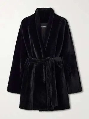 Nour Hammour Paneled Shearling Coat - Black