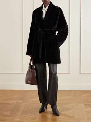 Nour Hammour Paneled Shearling Coat