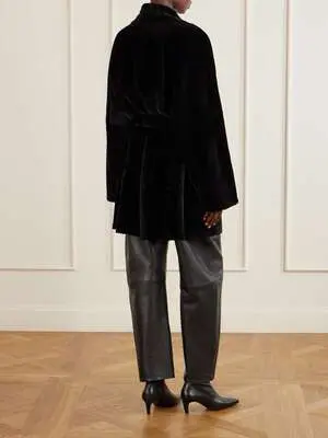 Nour Hammour Paneled Shearling Coat