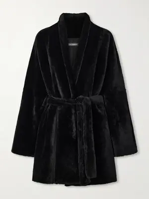 Nour Hammour Shearling Coat - Black