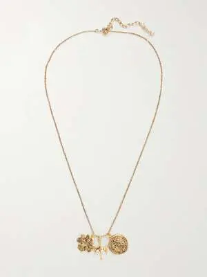 Saint Laurent Charm Pendant -tone Necklace - Gold