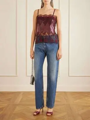 Rabanne Lace-trimmed Chainmail Camisole