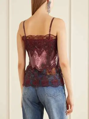 Rabanne Lace-trimmed Chainmail Camisole