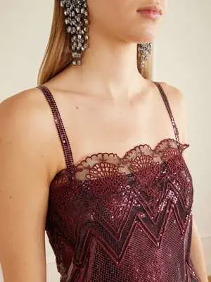 Rabanne Lace-trimmed Chainmail Camisole