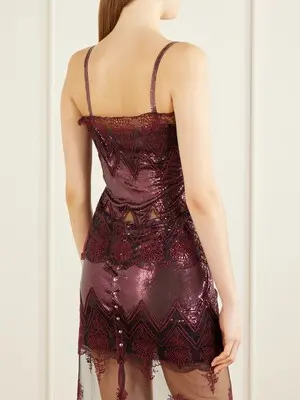 Rabanne Lace-trimmed Chainmail Camisole - Purple