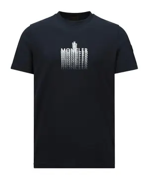 Moncler Logo Printed Crewneck T-shirt - Navy Blue