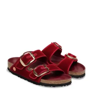 BIRKENSTOCK Arizona Big Buckle Piping Rivet Logo Slides