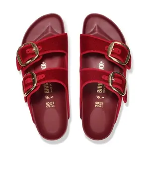 BIRKENSTOCK Arizona Big Buckle Piping Rivet Logo Slides