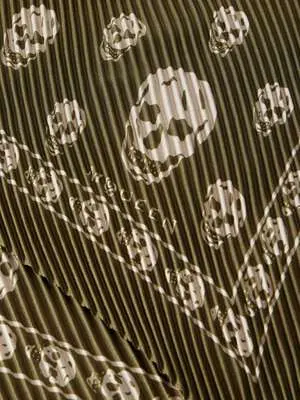 Alexander McQueen Printed Plissé Silk-satin Scarf