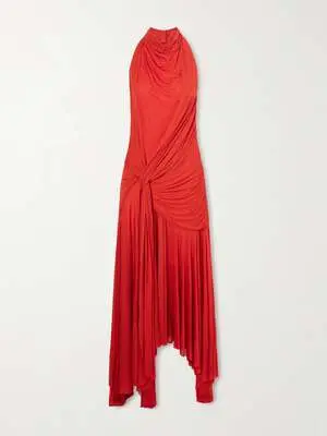 Alexander McQueen Draped Georgette Midi Dress