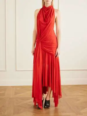 Alexander McQueen Draped Georgette Midi Dress