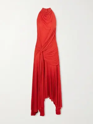 Alexander McQueen Draped Georgette Midi Dress - Red