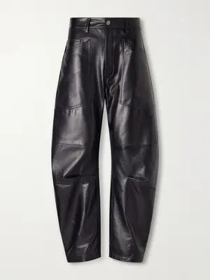 NILI LOTAN NILI LOTAN Shon Leather Barrel-Leg Pants Blue