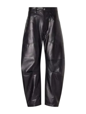 NILI LOTAN Nili Lotan Shon Leather Barrel-Leg Pants Navy