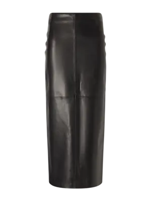 Nour Hammour Selly Paneled Leather Maxi Skirt - Black