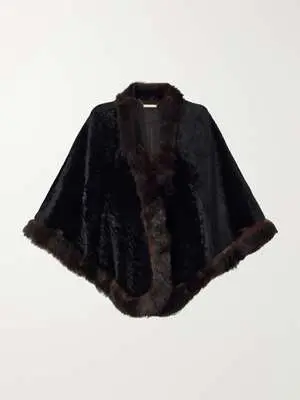Nour Hammour Shearling Shawl - Black