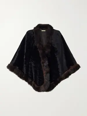 Nour Hammour Shearling Shawl - Black