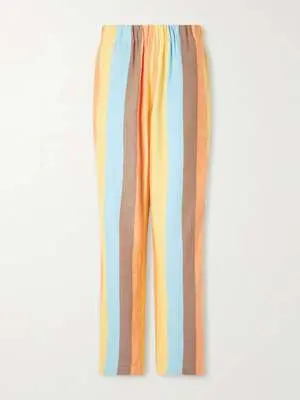 MARRAKSHI LIFE The Palazzo Striped Cotton-blend Straight-leg Pants - Orange